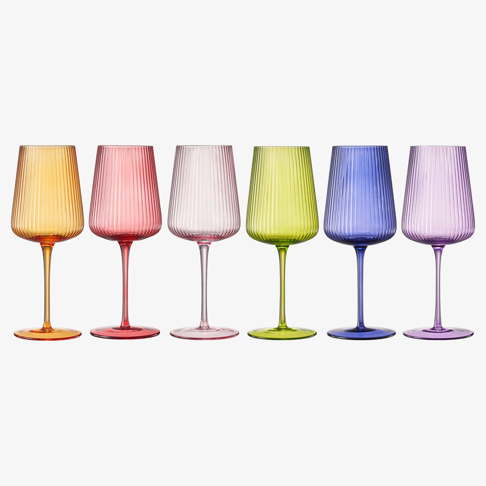 Rhea Ribbed Stemmed Wine Glassware Set Of 6 Khen Site